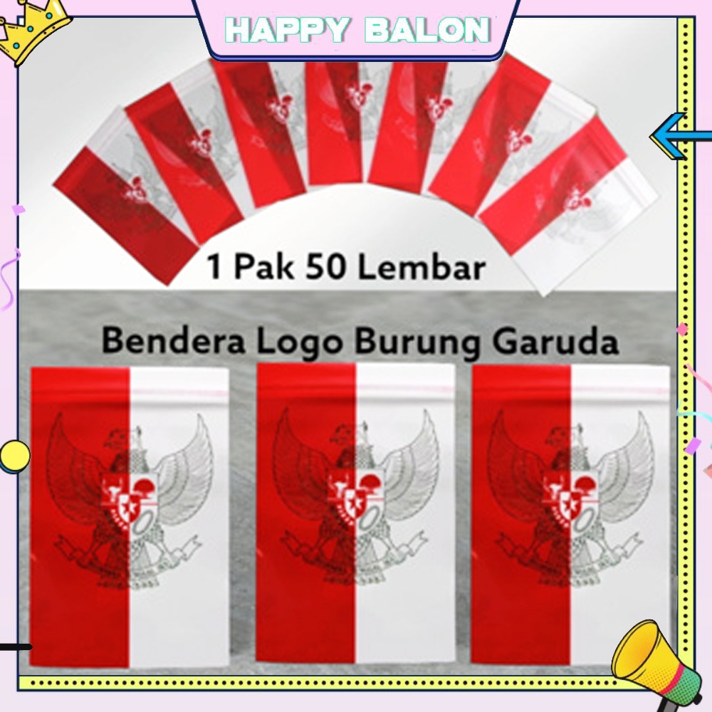 Jual Bendera Plastik Merah Putih Motif Garuda Indonesia ( 50 PCS ...