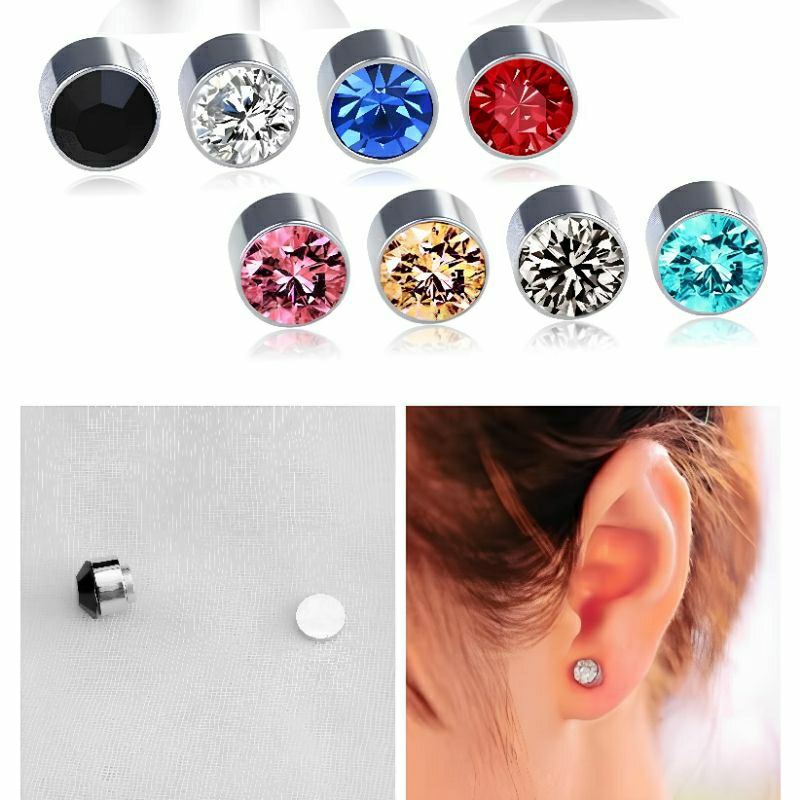 Jual Anting magnet permata / anting magnet diamond | Shopee Indonesia