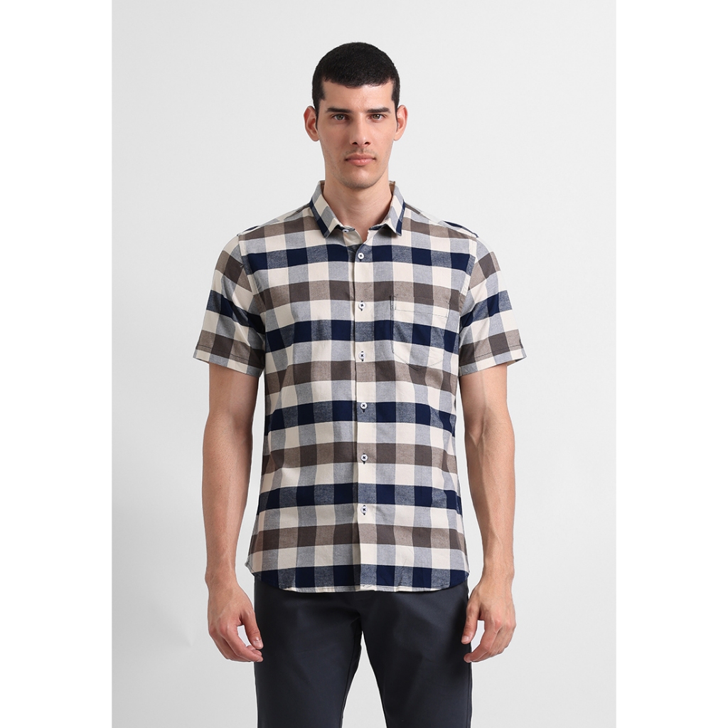 Jual Manzone Kemeja Lengan Pendek Pria Slim Fit Rodrick 3 - Navy ...