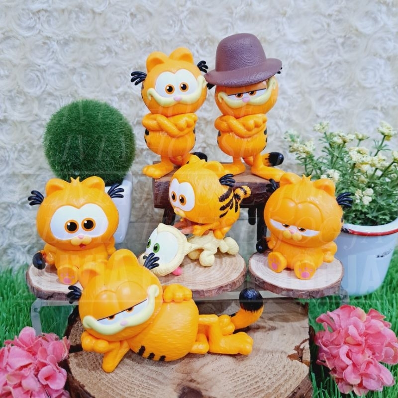 Jual Action Figure Garfield Cat Set 6in1 Figurin Garfield Set Cake ...