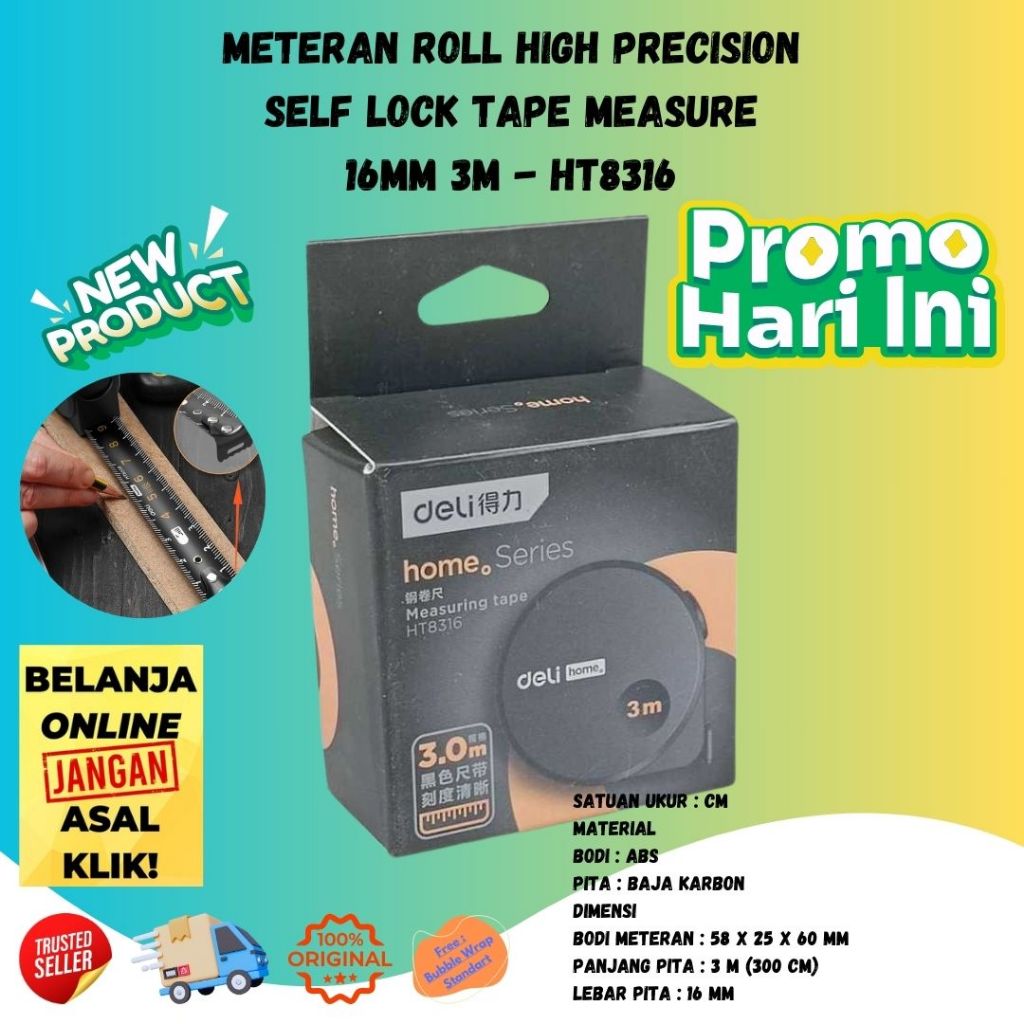 Jual Deli Meteran Roll High Precision Self Lock Ukuran 3meter 16mm | Shopee Indonesia