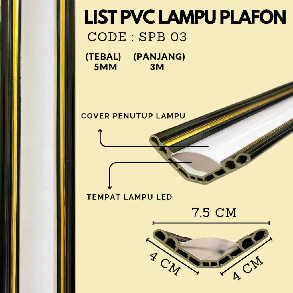 Jual List Lampu Plafon PVC/ List Gold/ List Lampu LED Termurah | Shopee ...