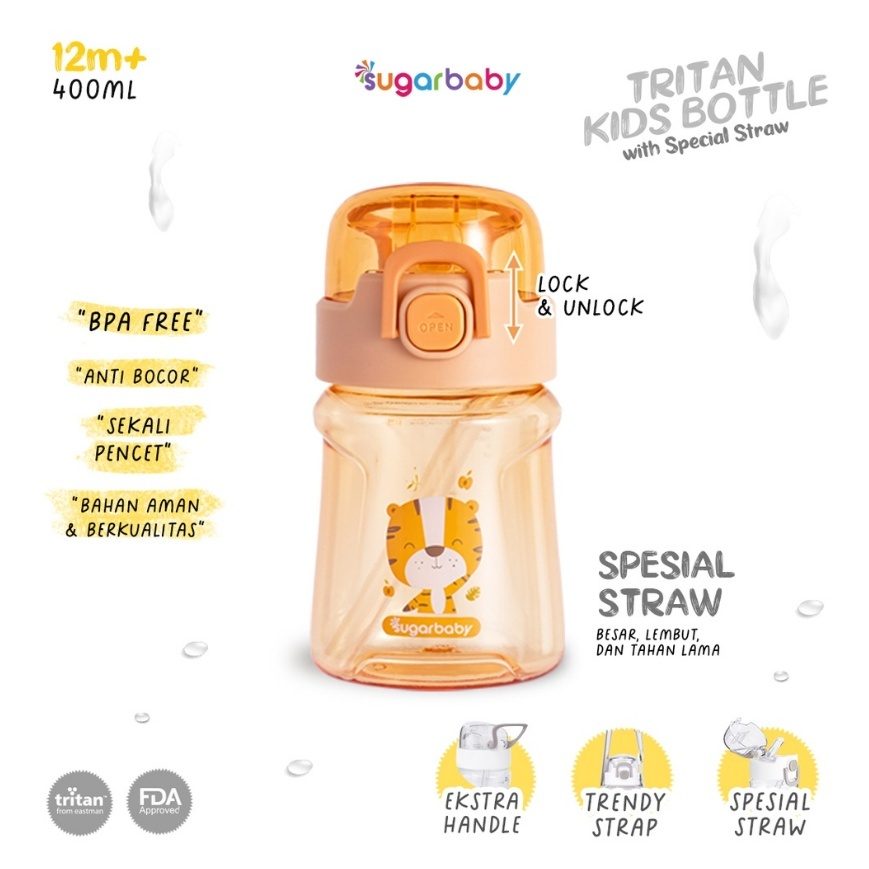 Jual Sugar Baby Tritan Kid Bottle Special Straw / Kid Bottle Slim 600ml - Botol Minum Sekolah ...