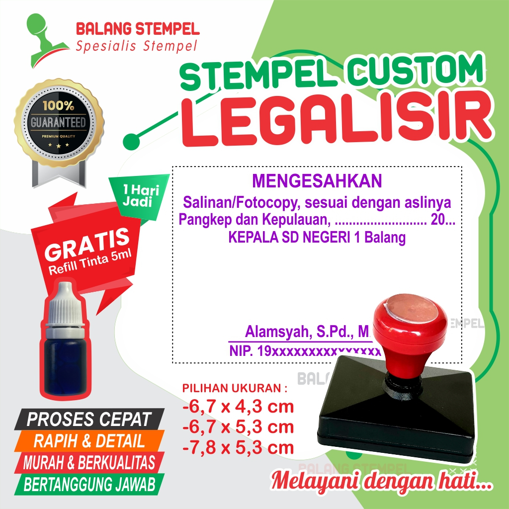 Jual Stempel Legalisir Custom Flash Stamp Pengesahan Sekolah | Shopee ...