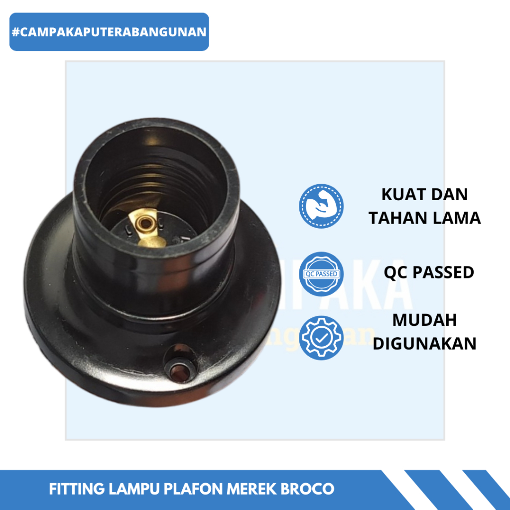 Jual Broco Fitting Lampu Plafon Bulat Hitam | Shopee Indonesia