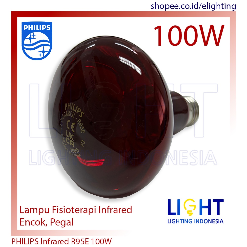 Jual Lampu Infrared PHILIPS InfraPhil R95E IR 100W E27 230V RED Lampu Encok Terapi Fisioterapi ...