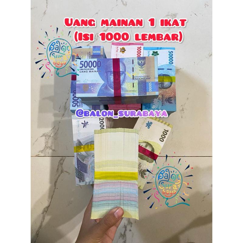 Jual Uang Mainan / Uang Replika 1 ikat (isi 1000 lembar) | Shopee Indonesia