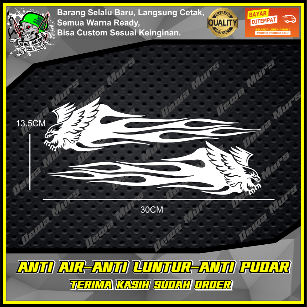 Jual Cutting Sticker BURUNG ELANG TRIBAL API SEPASANG (KANAN KIRI ...
