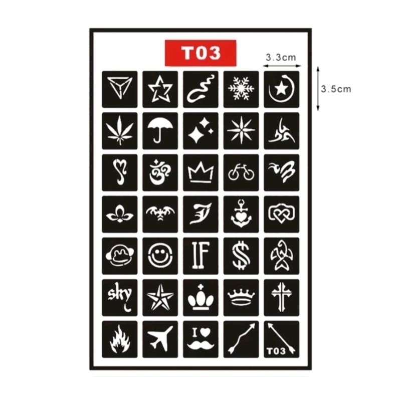 Jual Cetakan henna tangan tatto panah bintang mahkota kecil lengkap ...