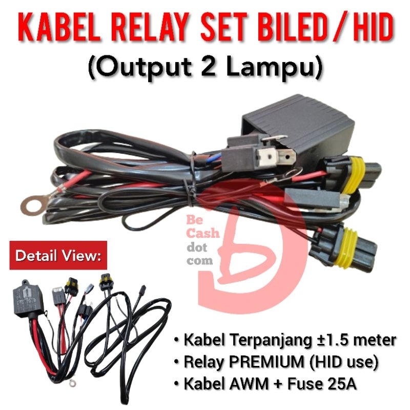 Jual Kabel Relay Set Lampu Mobil/Motor Projie Bi-Led HID Proyektor ...