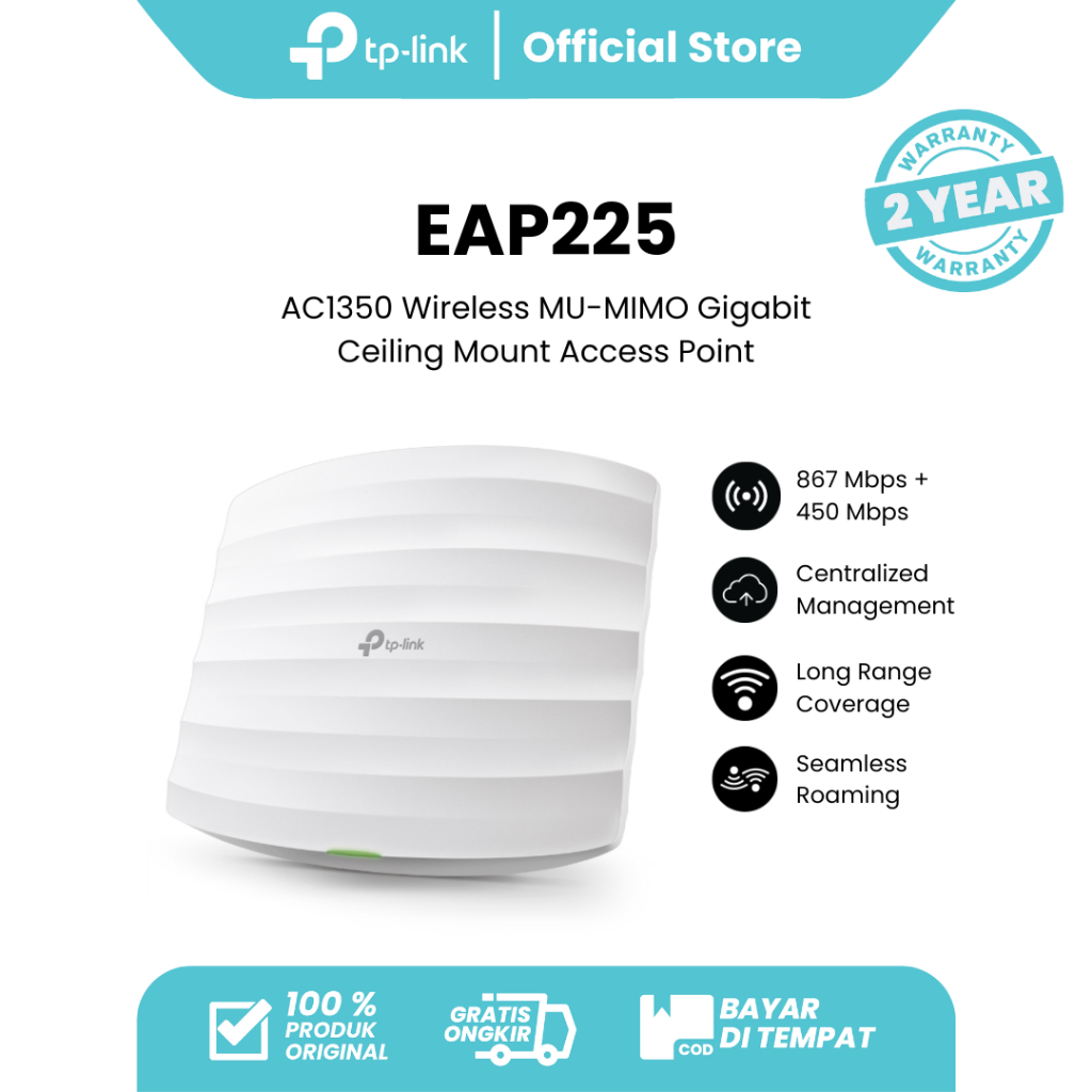 Jual TP-link Omada EAP225 | AC1350 Gigabit Ceiling Mount Access Point ...