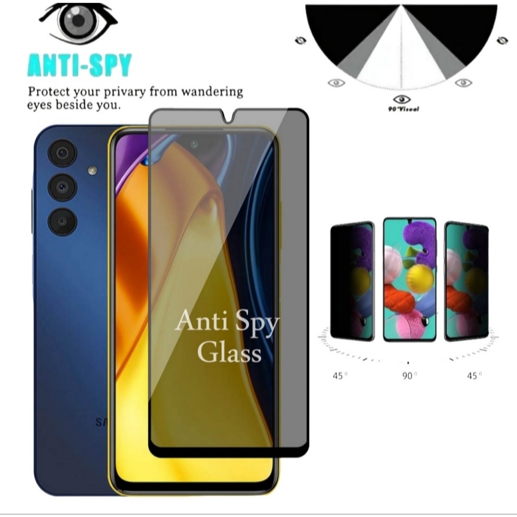 Jual Tempered glass anti spy anti intip full layar Samsung A15 4G 5G privacy | Shopee Indonesia