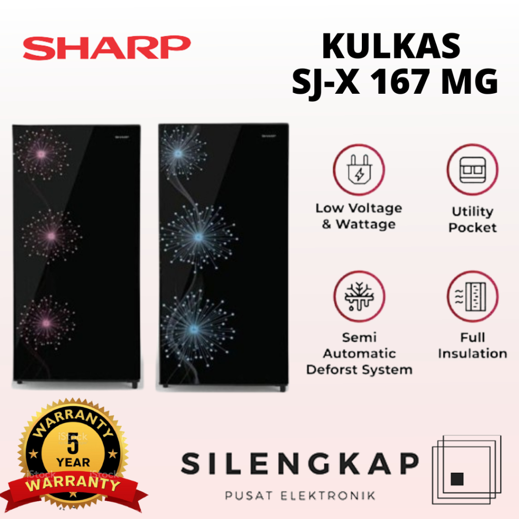 Jual Kulkas 1 Pintu Sharp SJX 167 Glossy Door Low Watt Defrost | Shopee Indonesia