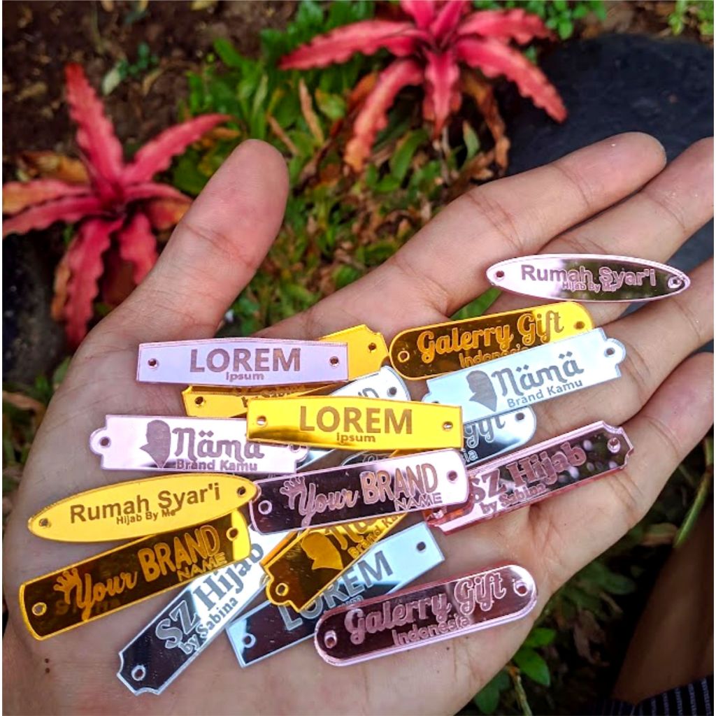 Jual Label Hijab Label Akrilik Label Brand Akrilik Custom Label Hijab ...