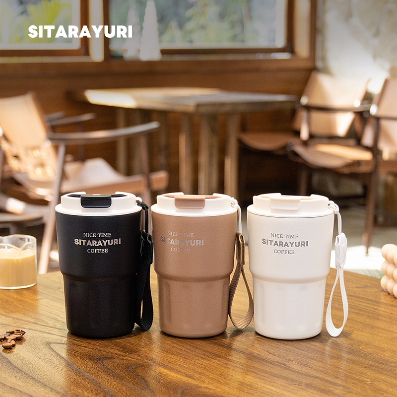 Jual SITARAYURI - THERMOS MUG HANDLE COFFE 600 ML FREE HANDLE TALI / TUMBLER VAKUUM TAHAN PANAS ...