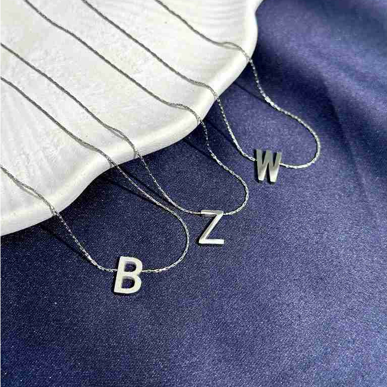 Jual HELENA - Kalung Alphabet Wanita / Kalung Abjad Silver/ Kalung ...
