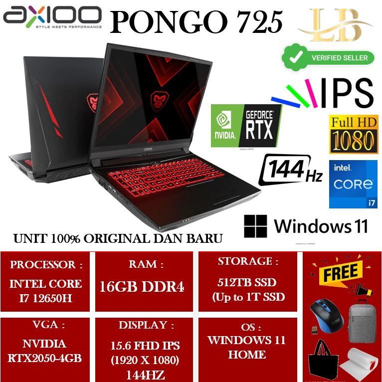 Jual Laptop Gaming Axioo Pongo 725 Intel i7 12700h 16GB RAM 1TB SSD ...