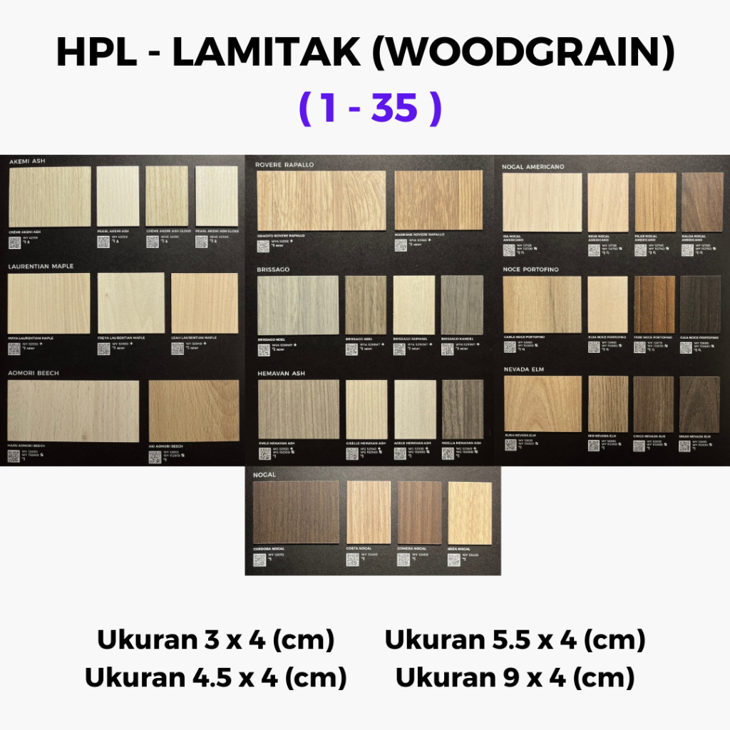 Jual Sample Material HPL Lamitak Wood Kayu (1-35) | Material Interior ...