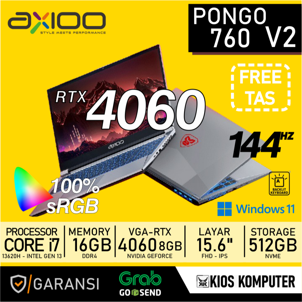 Jual AXIOO PONGO 760 V2 CORE I7 13620H 16GB/512GB RTX 4060 8GB 15.6 ...
