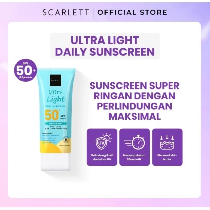 Jual Scarlett Ultra Light Daily Sunscreen SPF 50+ PA++++ | Shopee Indonesia