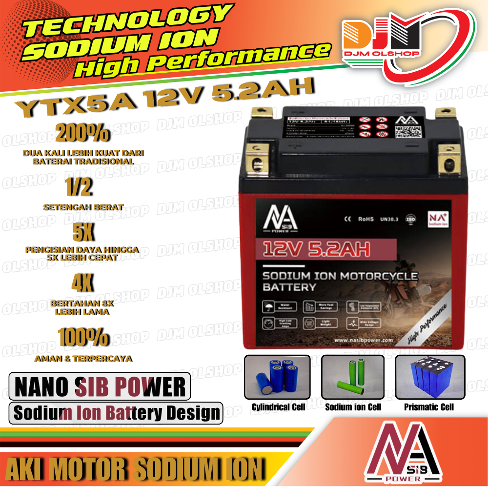 Jual Aki Motor NANO SODIUM ION Battery 12V 5,2Ah Vario 125 150 PCX ADV ...