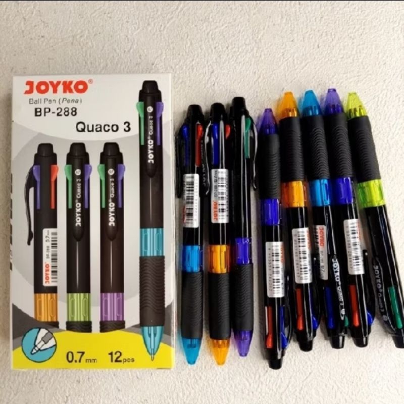 Jual 1 PACK PULPEN 4 WARNA JOYKO QUACO 3 BP-288 / 1 pack/ 1 lusin / 12 ...