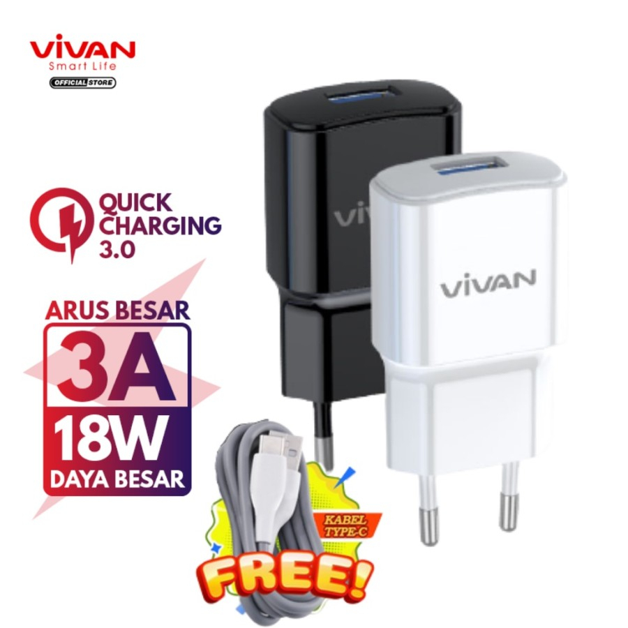 Jual VIVAN Charger Power Oval 3.0 II 18W FREE Kabel Quick Charging ...