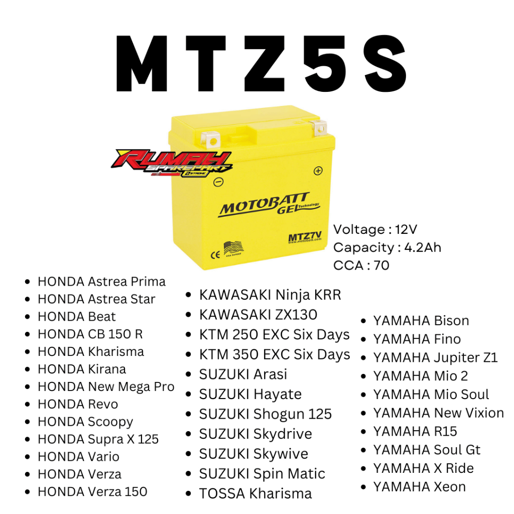 Jual AKI MOTOBATT MTZ5S AKI KERING NINJA RR MIO J SOUL XEON VIXION ...