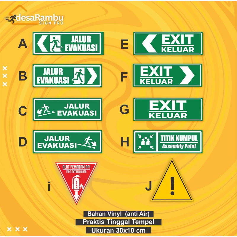 Jual Sign Akrilik Rambu Informasi Jalur Evakuasi Print Stiker Ukuran 30x10 CM / Exit Titik ...