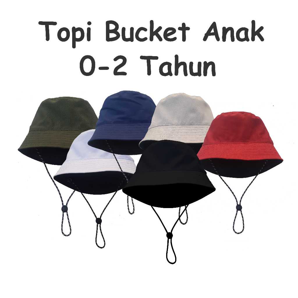 Jual Topi Bucket Anak 0-2 Tahun Pakai Tali Bahan Drill Premium 7 Varian ...