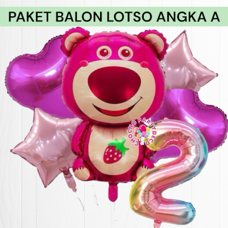 Jual Paket Balon LOTSO Angka A / Dekorasi Ulang Tahun Lotso Beruang ...