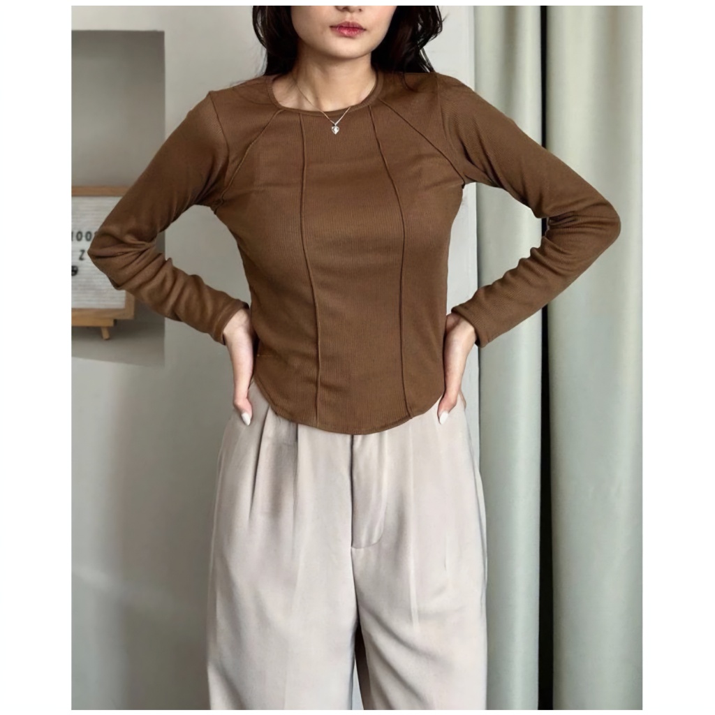 Jual ZIVA TOP KNIT RIB BLOUSE WANITA MUSLIMAH TERMURAH BTCSOLO PANJANG ...