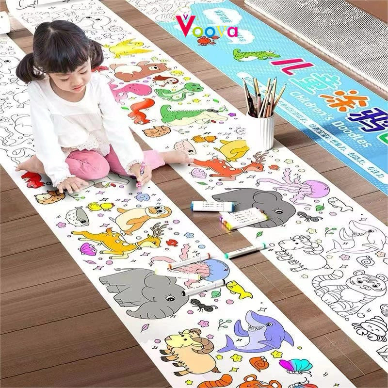 Jual DRAWING ROLL 3 METER KERTAS MEWARNAI ANAK BISA TEMPEL STIKER ...