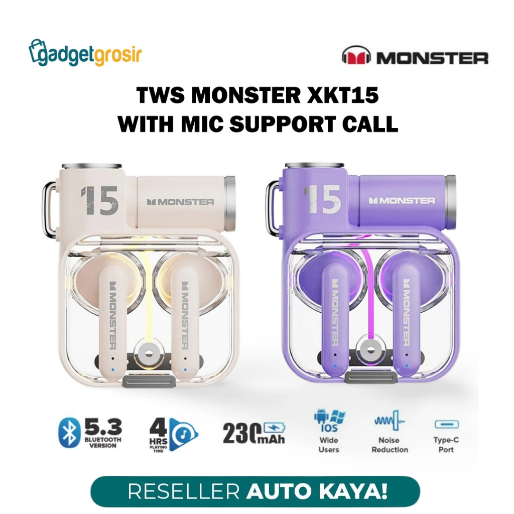 Jual TWS Monster Monster XKT15 Bluetooth Earphone BT5.3 Low Latency ...