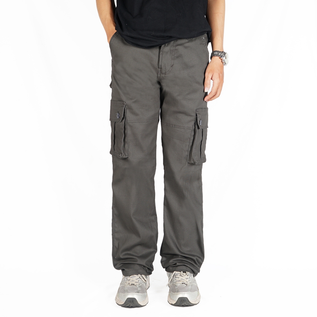 Jual NVSR Long Cargo Pants Abu Tua Stretch | Shopee Indonesia
