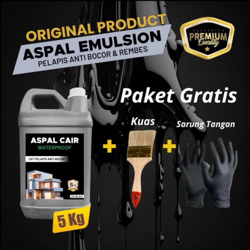 Jual ASPAL CAIR 5 KG (KEMURNIAN ASPAL 100%) aspal waterproofing pelapis ...