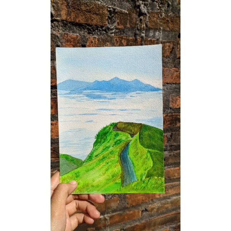 Jual Lukisan watercolor pemandangan aesthetic/ gambar random | Shopee ...
