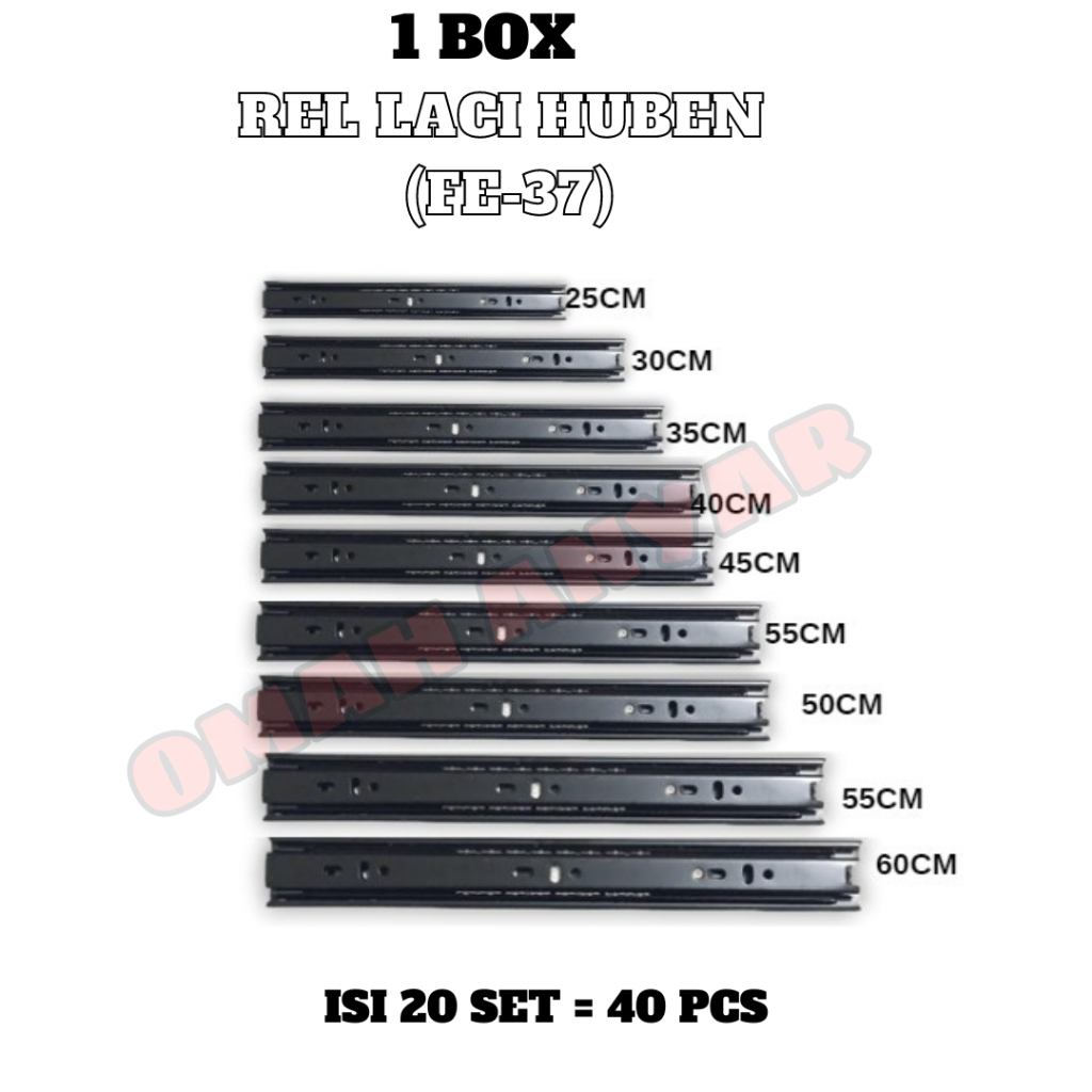 Jual 1 BOX Rel Laci Double 2x Tarik Full Extension FE 37mm merk Huben ...