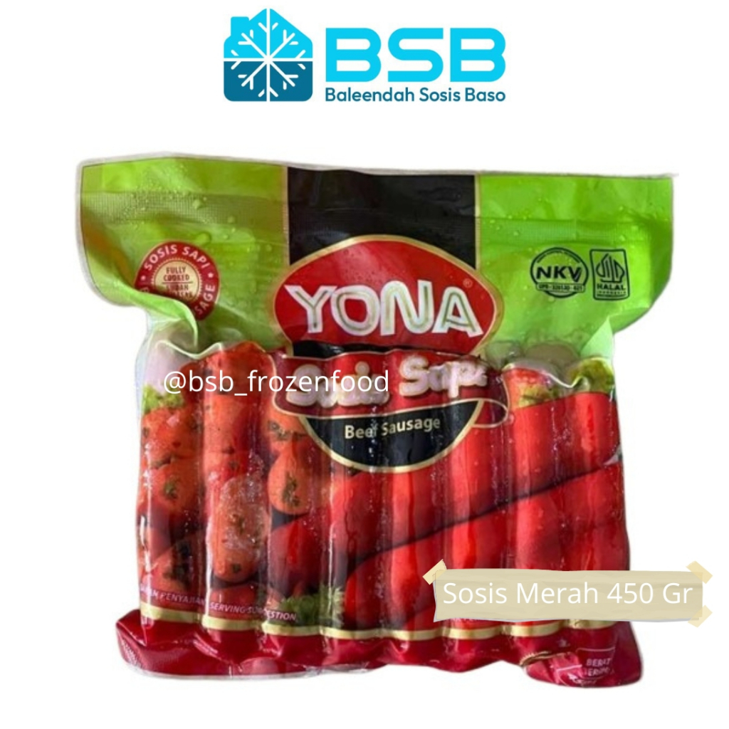 Jual Yona Sosis Merah 450gr Cocktail dan Reguler / Sosis Sapi Bakar 500 ...