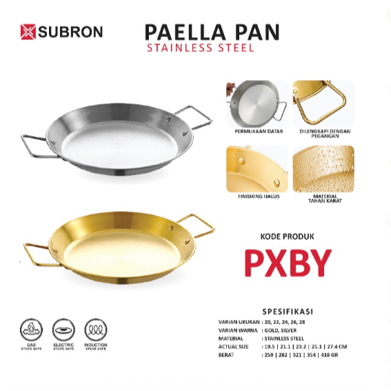 Jual SUBRON WAJAN SPANISH PAELLA GOLD 20/22/24/26/28CM | Shopee Indonesia