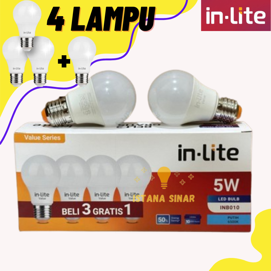 Jual INLITE Value Series Lampu Led Bulb 5W 5Watt 5wt 5w Paket Murah 3 ...