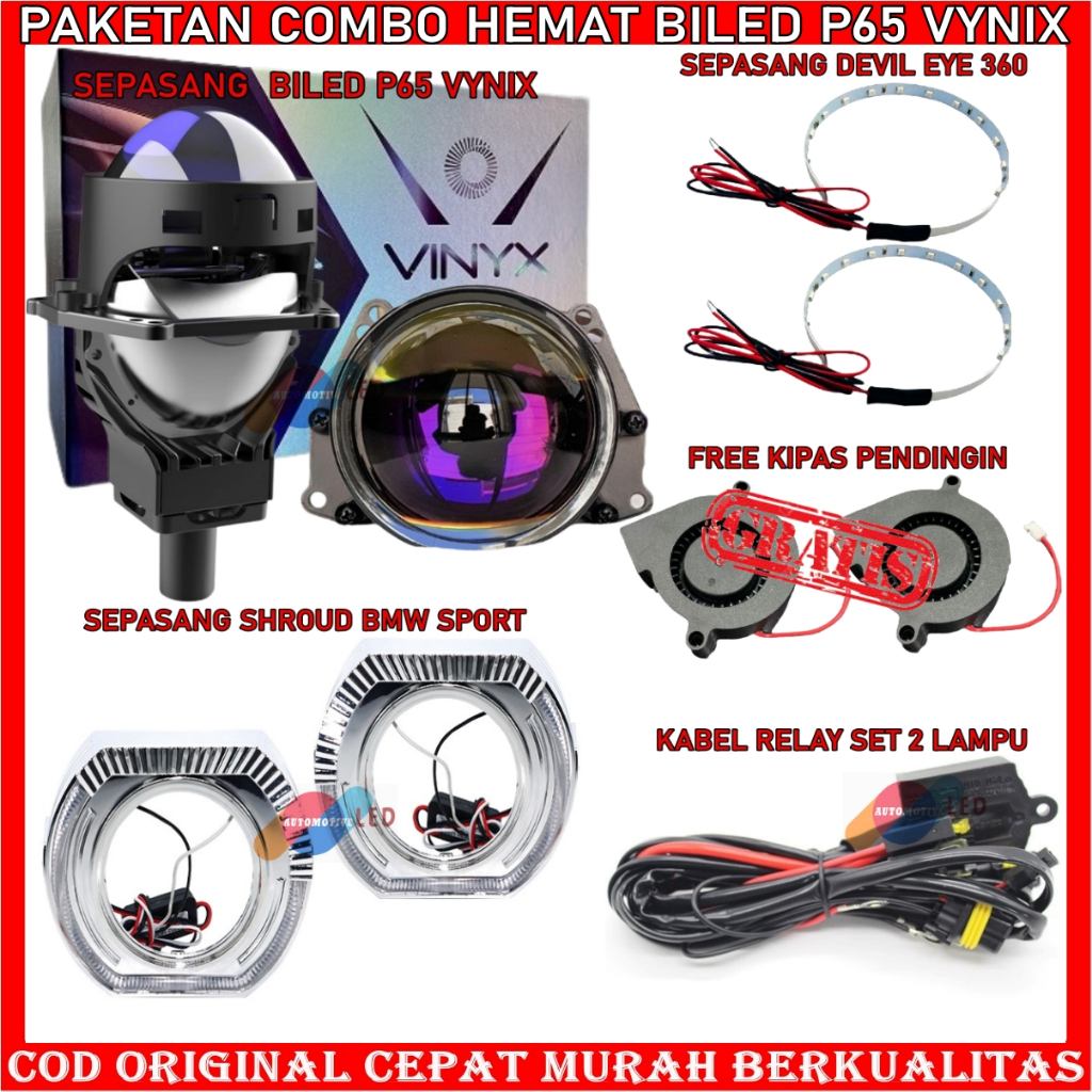 Jual PAKET HEMAT DOUBLE BILED VINYX P65 3 INCHI PURPLE LENS 75 WATT SET ...