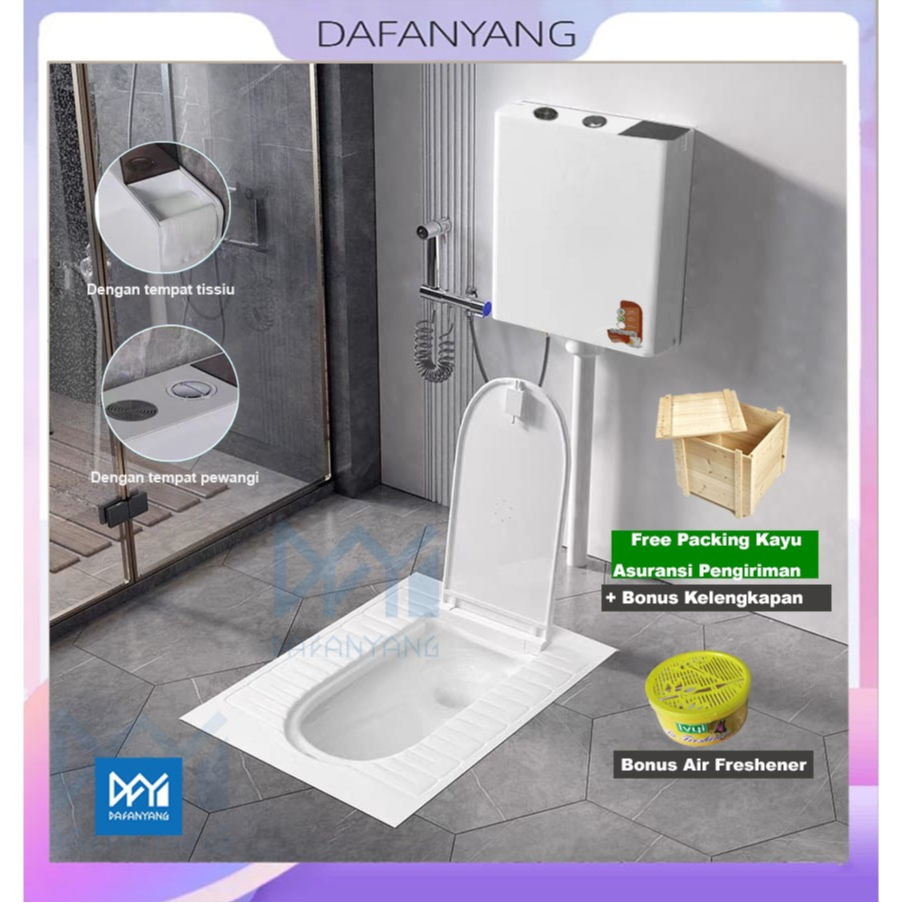 Jual FREE Packing Kayu- Kloset Jongkok Mr.Tao SNI 1Set Dengan Penutup Kloset Otomatis + Water ...