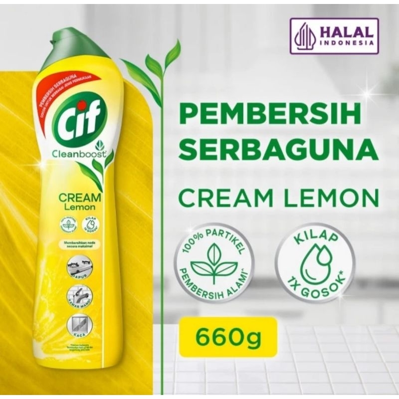 Jual CIF CREAM PEMBERSIH SERBAGUNA LEMON BOTOL 660G | Shopee Indonesia