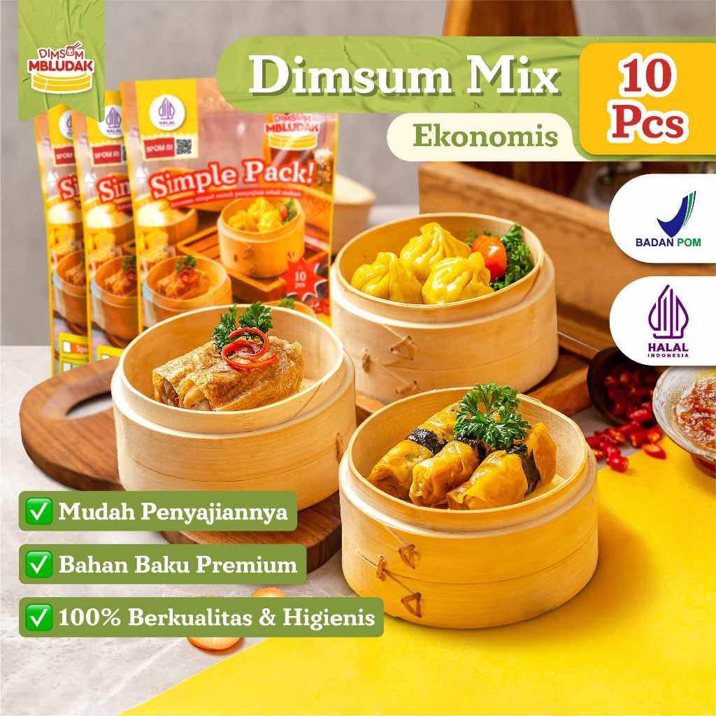 Jual Dimsum Mbludak Simple Pack Dimsum Mix Frozen Dimsum Halal 10 Pcs ...