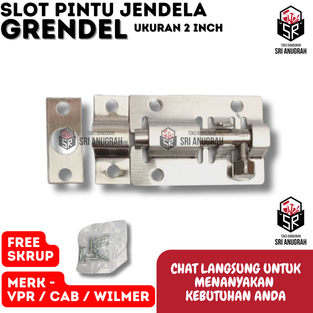 Jual Grendel Slot Pengait Pintu Jendela Stainless Steel Tower Bolt 2 ...