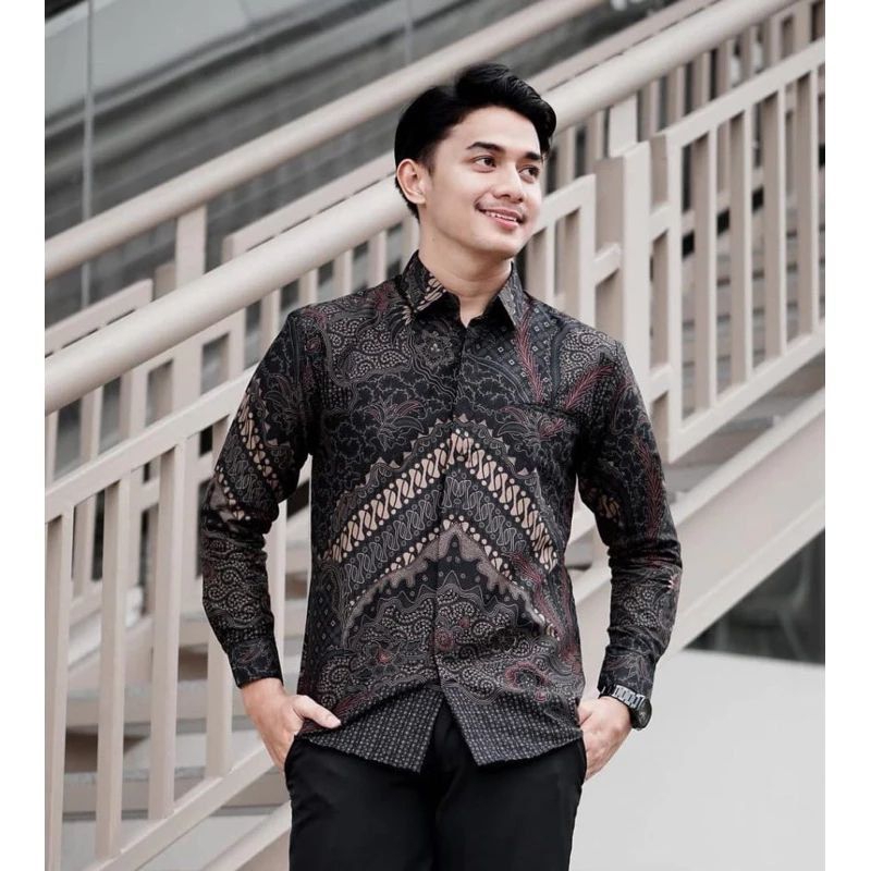 Jual Baju Batik Pria Reguler Modern Lengan Panjang Kemeja Batik Pria ...
