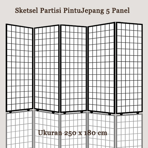 Jual Pembatas Ruangan Sketsel Partisi Pintu Jepang 5 Panel | Shopee ...