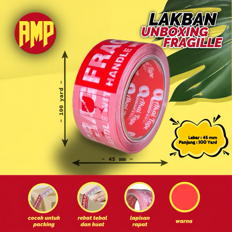 Jual Lakban fragile unboxing 45mm x 100 yard | Shopee Indonesia