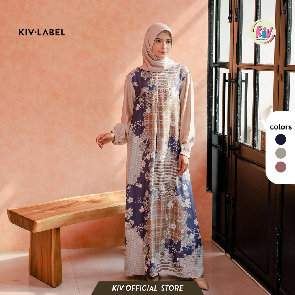 Jual KIV LABEL Gamis Satin Motif Signature GMPKL 0223 | Shopee Indonesia